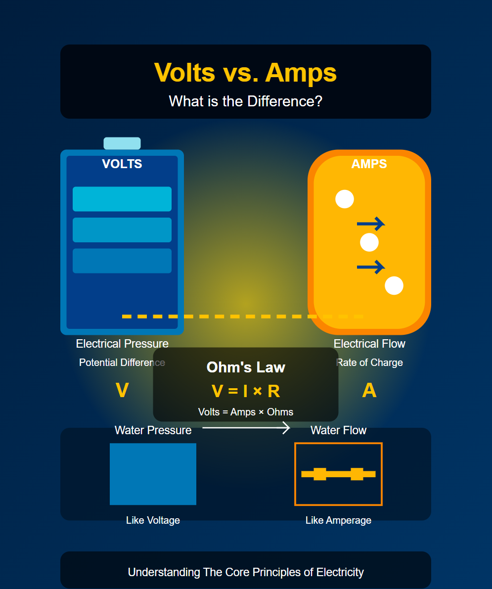 Volts vs Amps: Key Differences, Real-Life Examples & Safety Tips